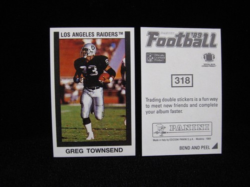 1989 Greg Townsend Los Angeles Raiders Panini Sticker #318 | eBay