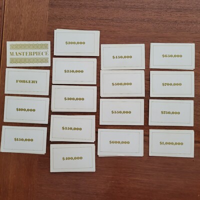 Masterpiece Art Auction Game Vintage 1976 Replacement Value Cards ...