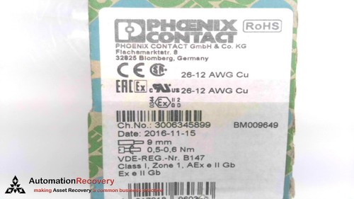PHOENIX CONTACT UT 2,5-PE, FEED-THROUGH TERMINAL BLOCK, 3044092, SEE ...