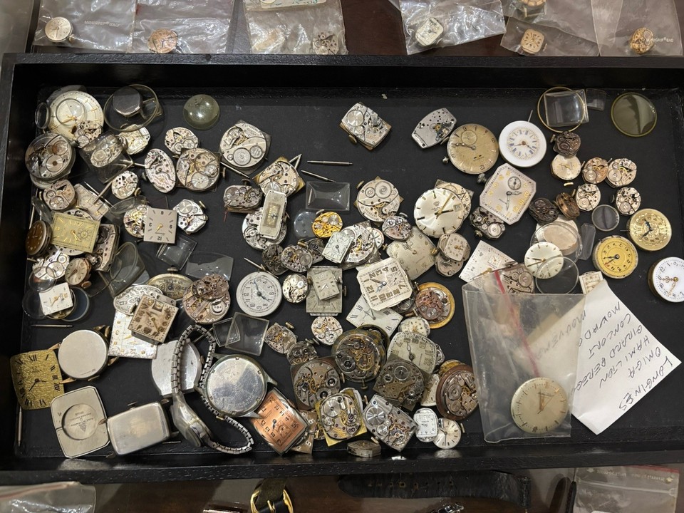 Huge Watch Automatic Parts Lot Movements Glass Bands Pocket Watch ...