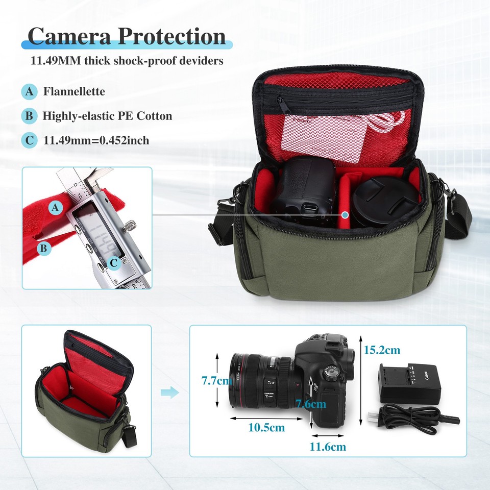 Digital Camera Shoulder Bag Crossbody Carry Case for DSLR SLR Canon ...