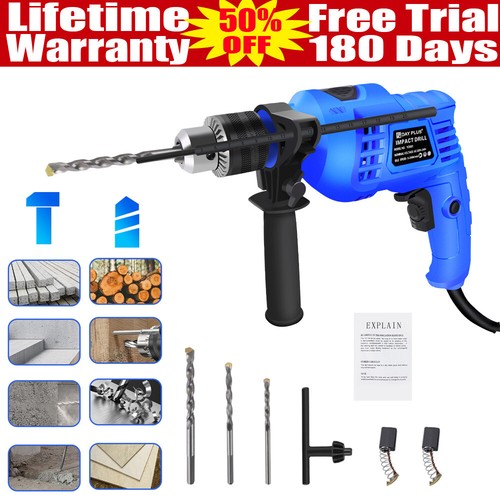 3000W Hammer Drill Heavy Duty Corded Electric Impact Drill with Bit Set ...