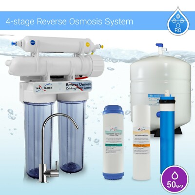 Max Water 4 Stage Home Drinking Reverse Osmosis System - RO Water ...