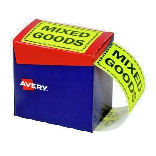 Avery MIXED GOODS Shipping Labels Fluoro Yellow 99.6 x 75 mm 750 Labels ...