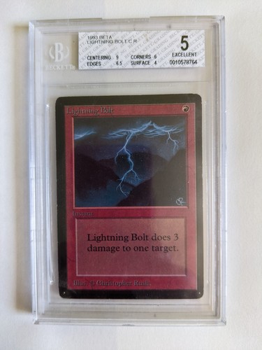 Lightning Bolt BETA MTG Beckett rated 5 "EXECLLENT" | eBay