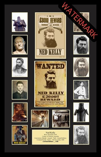 NED KELLY BUSHRANGER WANTED POSTER SUCH IS LIFE LTD EDT 250 FRAMED ...