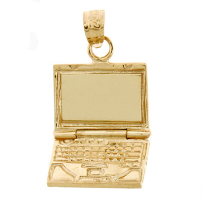 New 14k Yellow Gold Laptop Computer Pendant | eBay