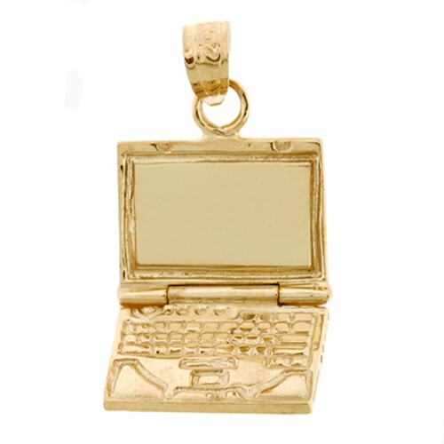 New 14k Yellow Gold Laptop Computer Pendant | eBay
