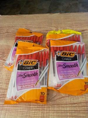 4 Packs of 10 RED Bic Ink Pens Cristal Xtra Smooth 10 Each Pack. Total ...