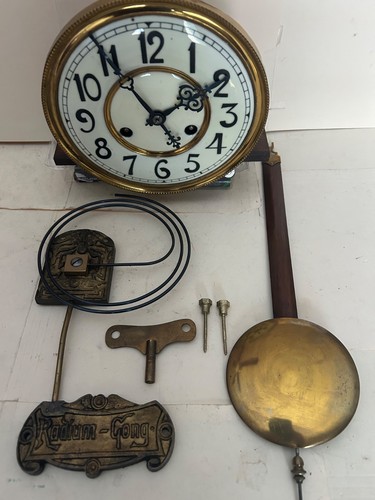 OLD ORIGINAL GERMAN WALL CLOCK MOVEMENT, COMPLETE, RUNS, 7 in ...