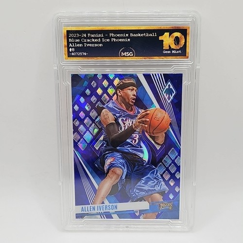 2023-24 PANINI PHOENIX ALLEN IVERSON BLUE CRACKED ICE 76ERS #8 GRADED ...