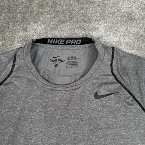 Nike Pro Shirt Mens Medium Gray Dri Fit Fitted Short Sleeve Chest ...