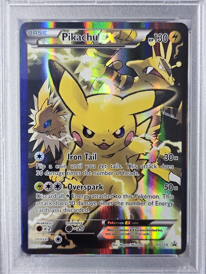 2016 Pokemon XY Black Star Pikachu Ex Promo Red & Blue #XY124 PSA 6 EX ...