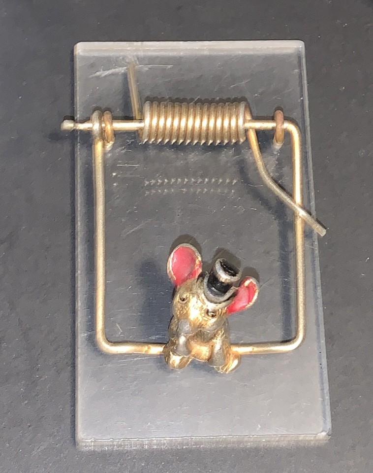 Lucite and Brass Mouse Trap Note Holder Clip MCM Office Desk Vintage ...