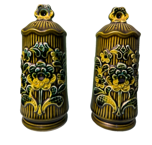 VTG Tilson Royal Sealy Floral Japan MCM Yellow Green Ceramic Salt ...