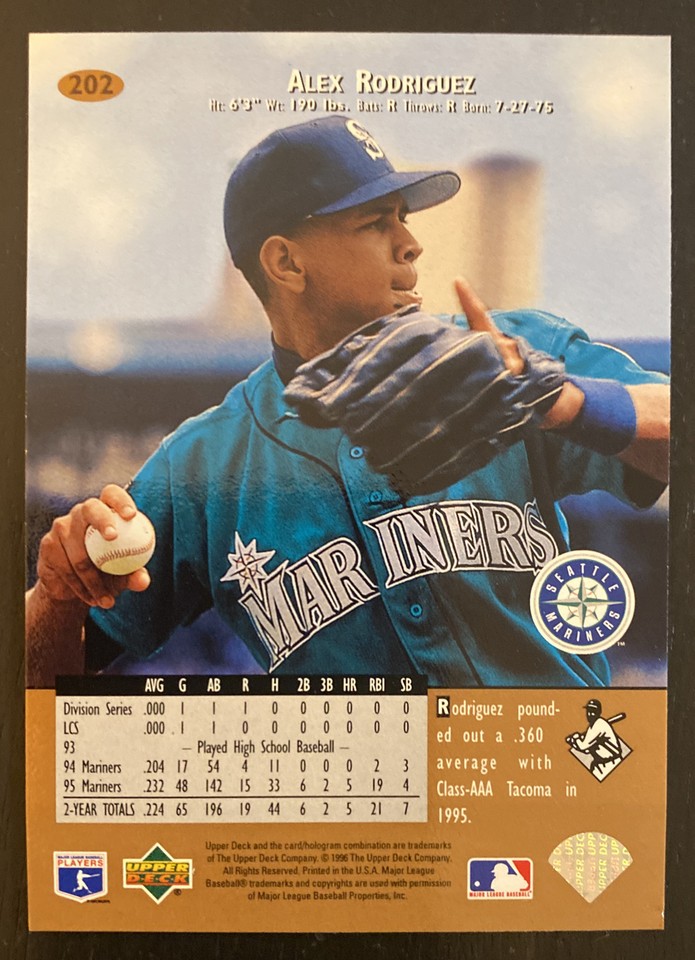 1996 Upper Deck #202 Alex Rodriguez - Seattle Mariners | eBay