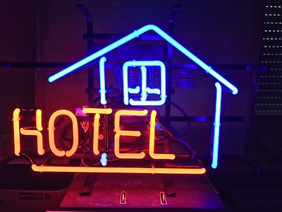 HOTEL Neon Sign Light Motel Wall Display Handcraft Real Glass Tube Art ...