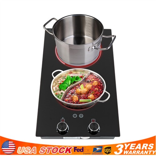 Black Rectangular Double Induction Cooktop Electric Cooktop Induction ...