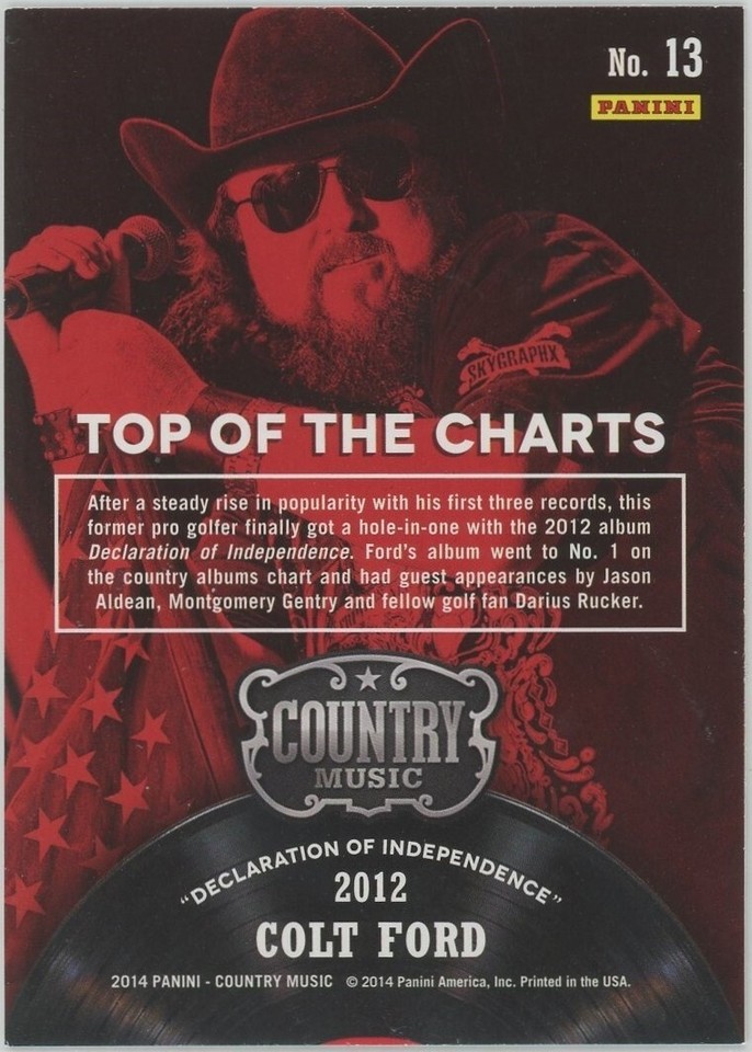 2014 Panini Country Music Colt Ford Top of the Charts Green Parallel ...