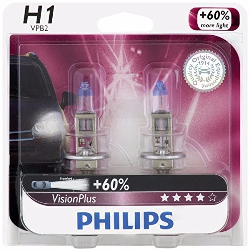 2x GERMANY Philips H1 12258 Upgrade Vision Extra More Bright Light Bulb ...