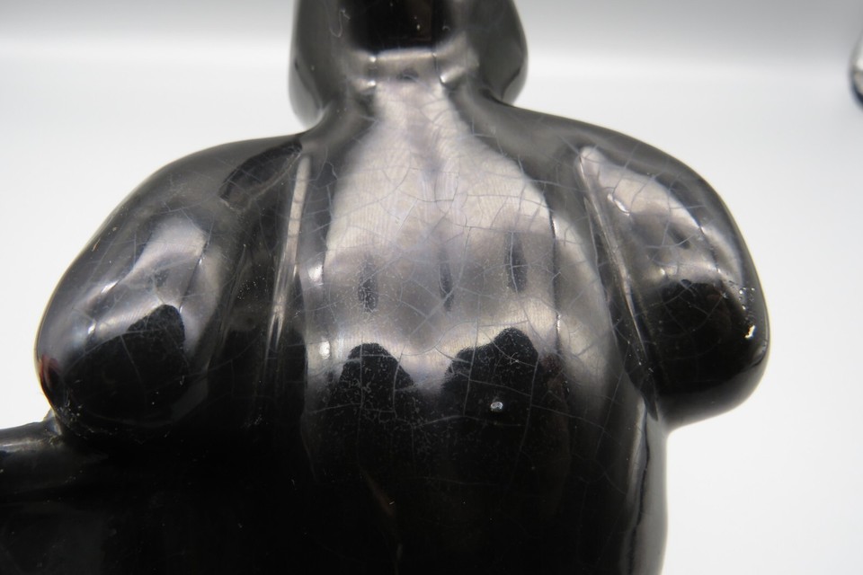 Vintage Black Glaze Canibal/Tribal figural Planter with Cauldron ...