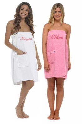 Personalised Women's 100% Cotton Towelling Shower Wrap Bath Beach Towel ...