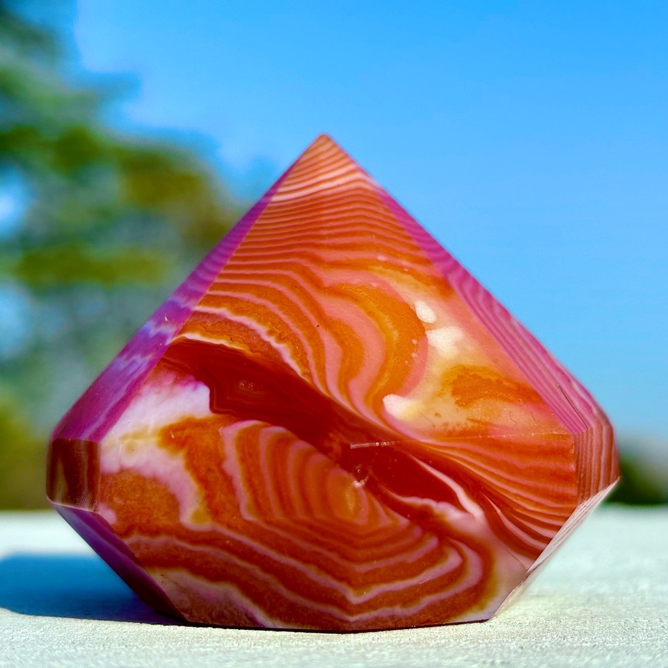 137G Natural Red Orange Sardonyx Agate Diamond Crystal Gem Mineral ...