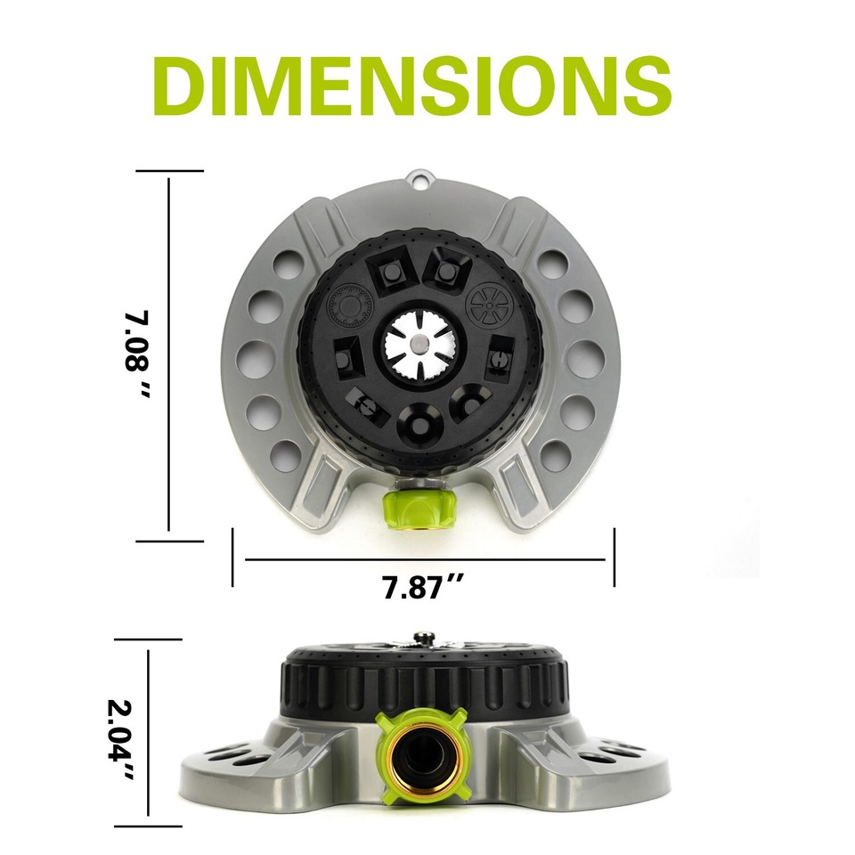 Adjustable Turret Metal Sprinkler, 9 Mode Fixed Lawn Sprinkler for Yard ...
