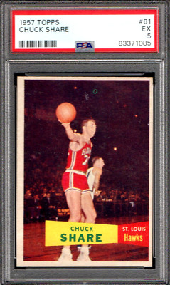 1957 TOPPS #61 CHUCK SHARE ROOKIE SP ST LOUIS HAWKS 085 - PSA EX 5 ...
