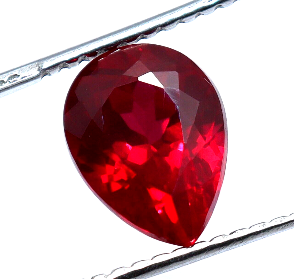 10.7X8mm Natural Flawless Pear Cut Burmese Red Ruby Certified Loose ...