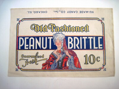 Vintage Candy Label for "Old Fashioned Peanut Brittle" "Nu-Made Candy ...