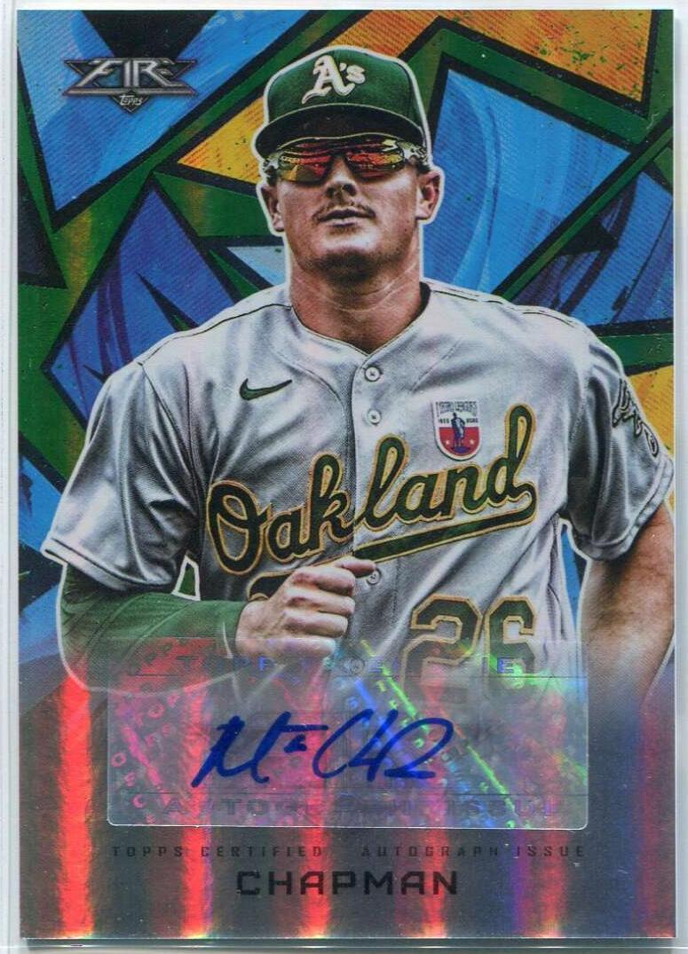 2021 Topps Fire - Autographs Matt Chapman #AV-MC Green /75 (AU) for ...