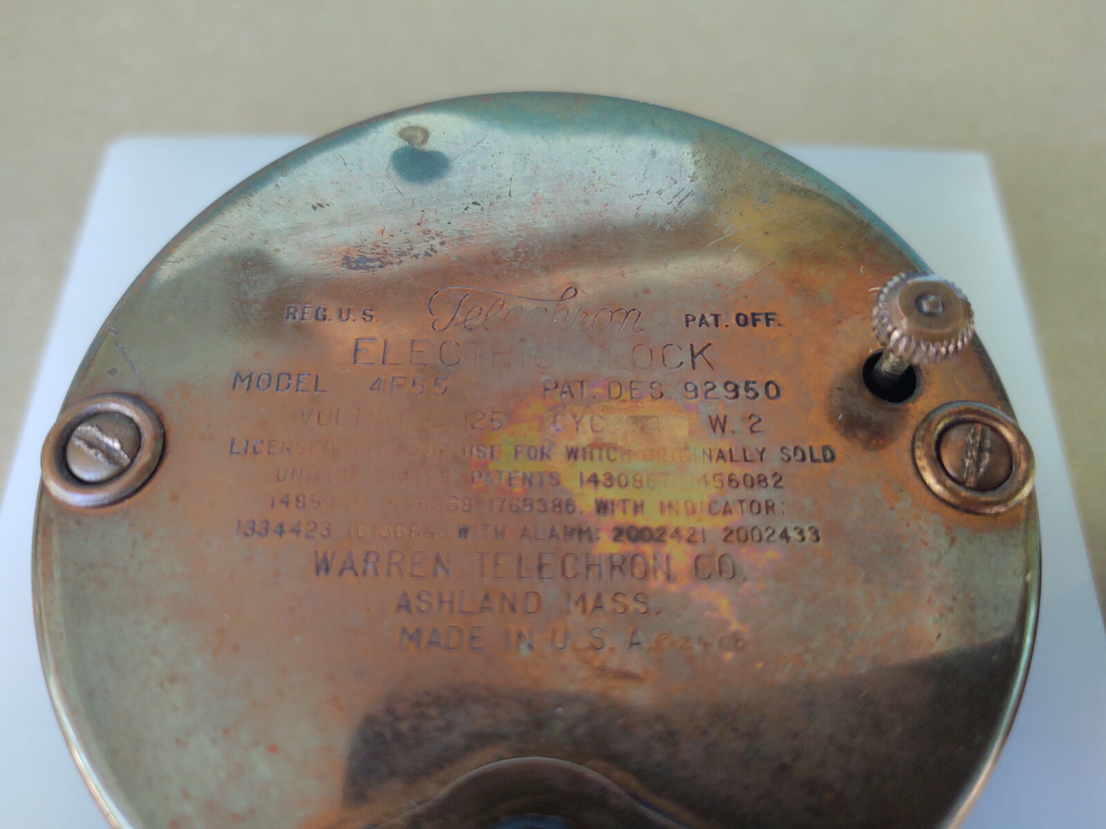 Warren Telechron 4F55 Onyx Marble “Red Dot” MCM Desk Shelf Electric ...