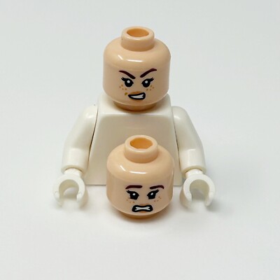 LEGO Minifigure Dual Head Female ANGRY SCARED Nougat Freckles Lips | eBay