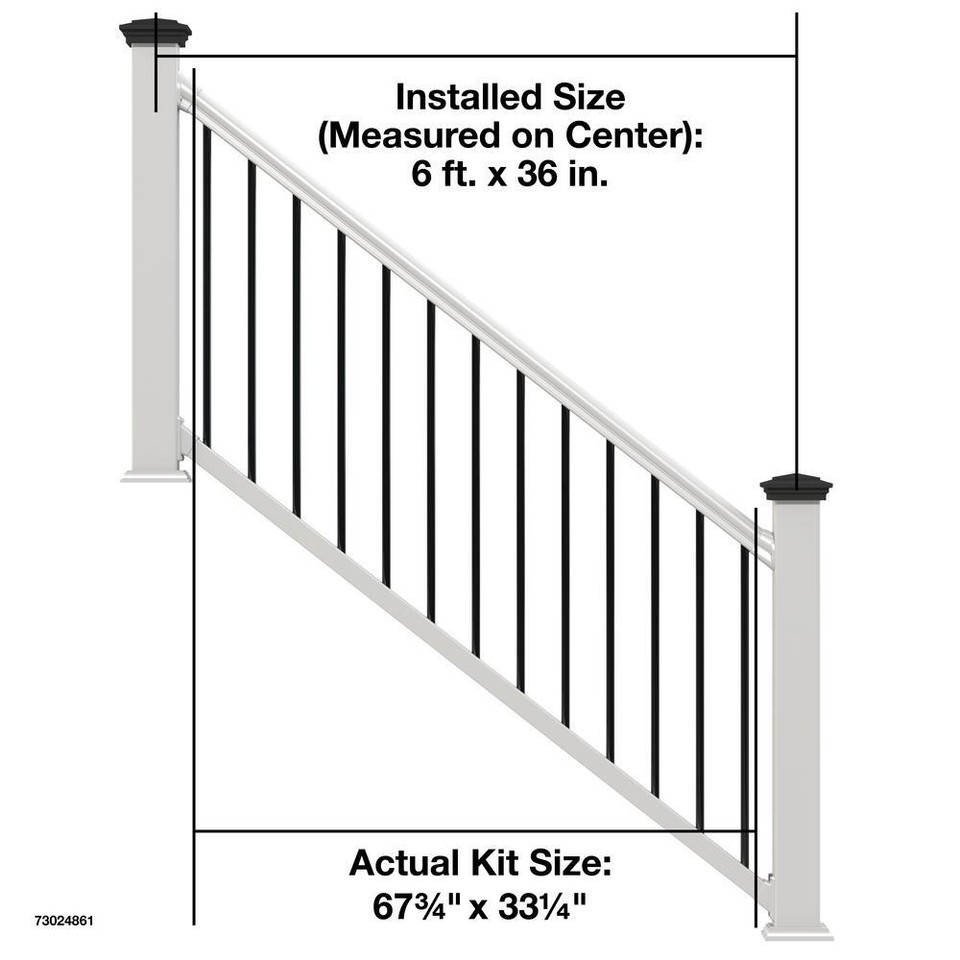 Veranda Stair Rail Kit Black Metal Balusters White Poly Composite 6 ft ...
