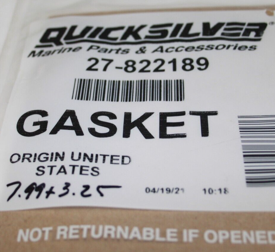 NEW OEM QUICKSILVER MERCURY GASKET 27-822189 | eBay