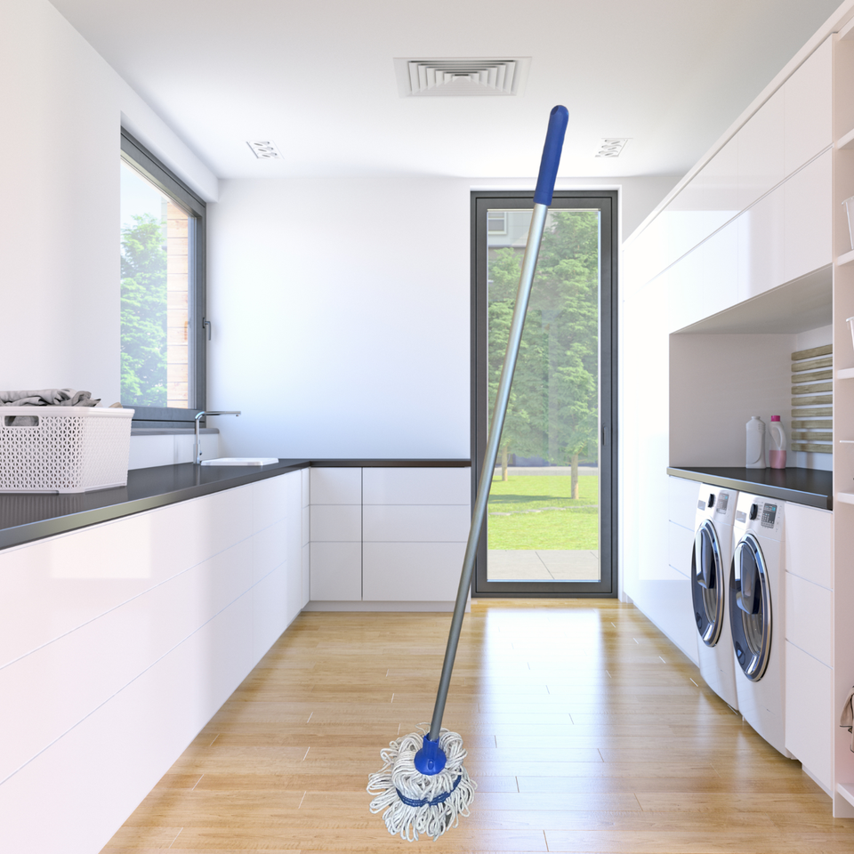 5 Colour Coded Mop Head Aluminium Handle Hygienic Cleaning Yarn Cotton ...