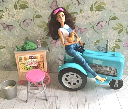 Barbie Sweet Orchard Farm Doll With Tractor Vegetable Stand ...