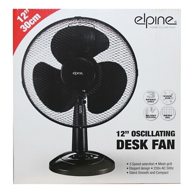 Elpine 12-Inch 3 Speed Oscillating Desk Fan | eBay UK