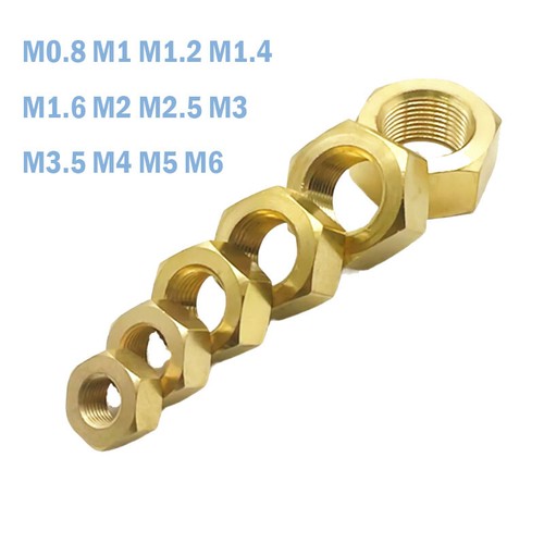 Brass Hexagon Nuts M0.8 M1 M1.2 M1.4 M1.6 M2 M2.5~M6 Metric Hex Nut ...