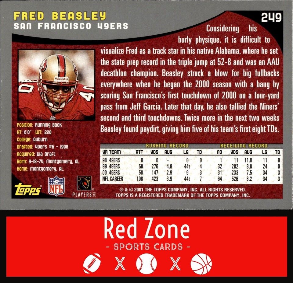 2001 Topps - #249 Fred Beasley NM Set Break. | eBay