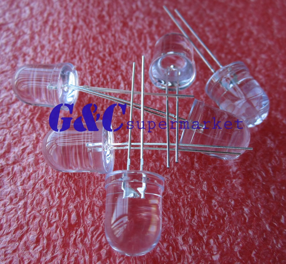 50pcs F10 10mm Red Round LED 2pin 10000-12000mcd | eBay
