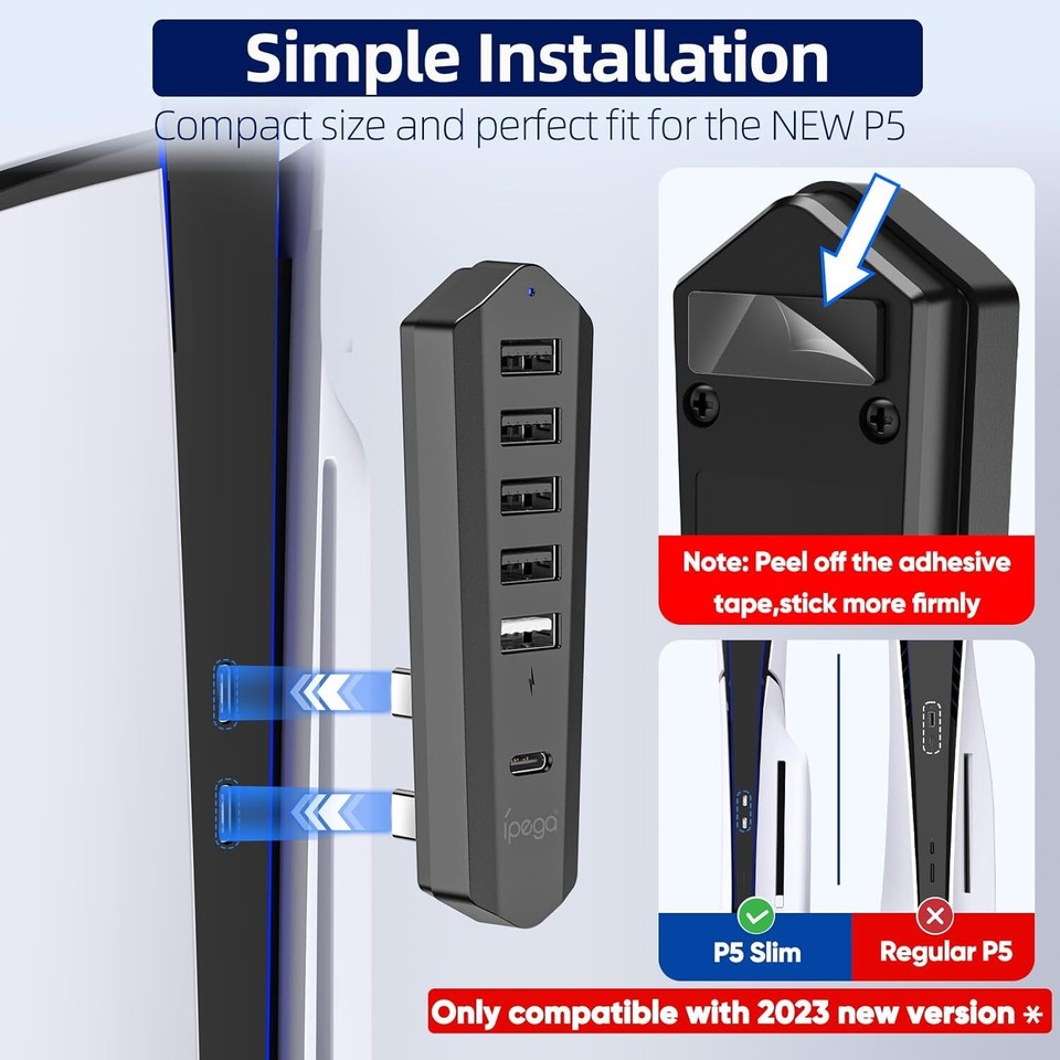 6 Ports USB Hub For PS5 PRO/PS5 Slim Accs High-Speed External USB Port ...
