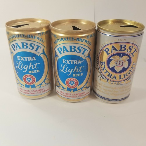 LOT OF 3x PABST EXTRA LIGHT PULL TAB BEER CAN 50%LESS CALORIES | eBay
