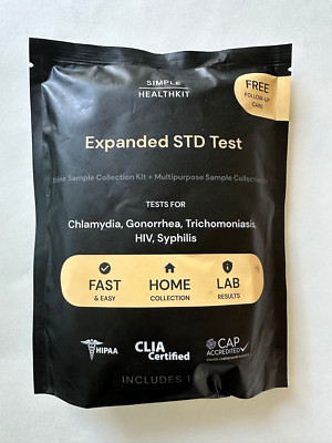 Expanded STD Test Kit Simple Health Home Kit Self ..,SEALED Exp 02/26 ...