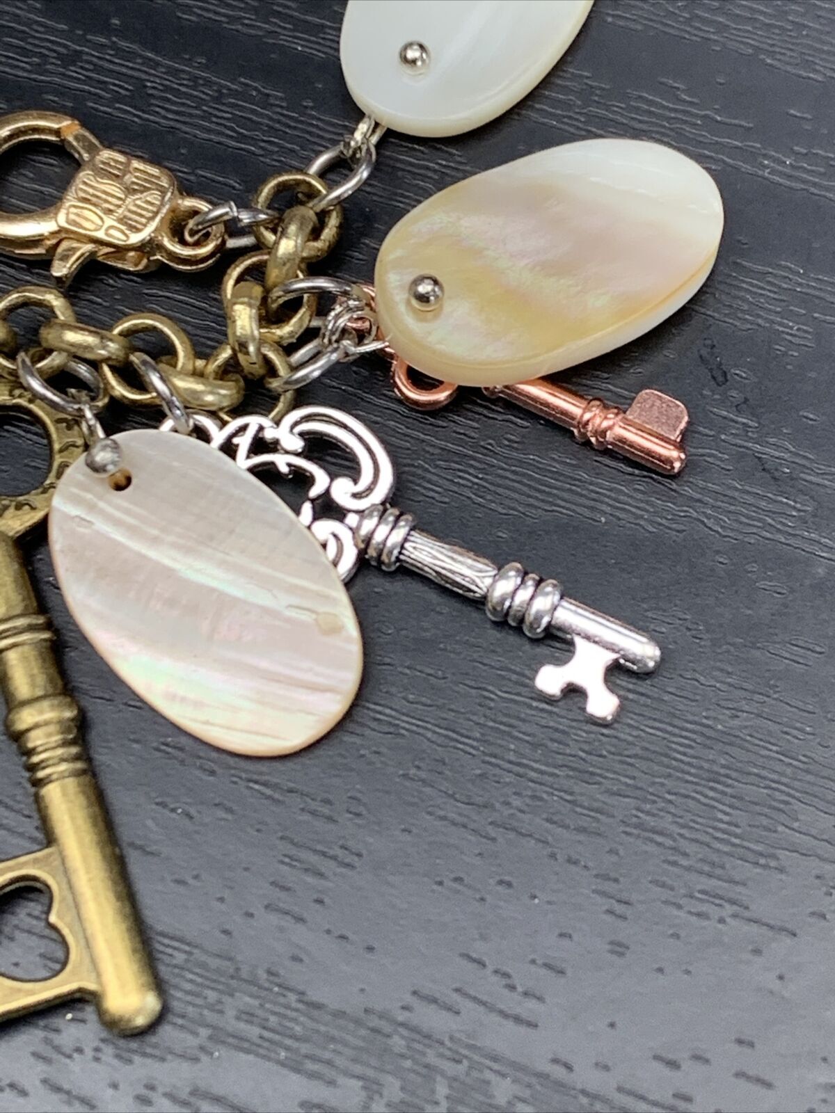 Vintage Boho Loaded MOP Skeleton key Cha Cha Charm 32… - Gem