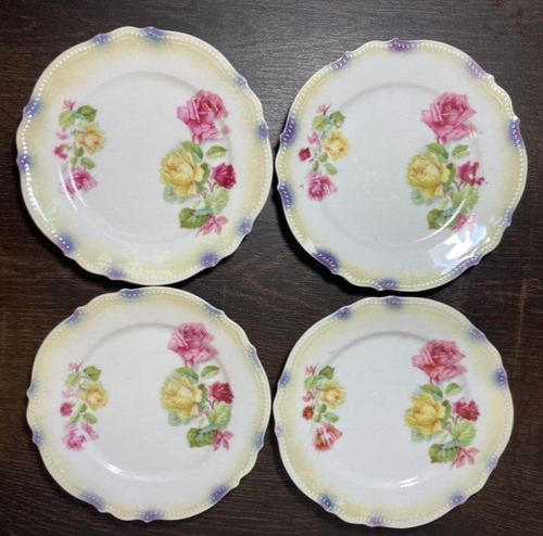 ANTIQUE PK SILESIA GERMANY SET OF 4 PORCELAIN PLATES 6" HAND-PAINTED ...