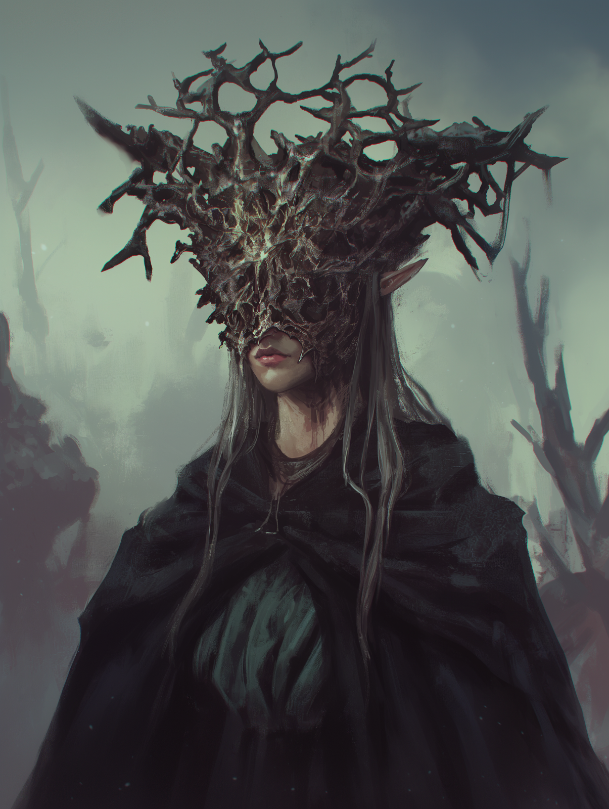 Mystic Elf with Bone Thorn Mask and Cloak Poster 18x24in | eBay