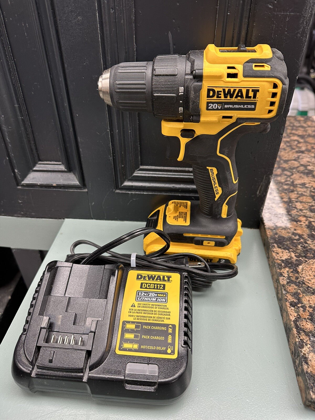 DEWALT DCD708 ATOMIC 20V MAX BL Li-Ion 1/2 in. Drill W/BATT & CHARGER ...