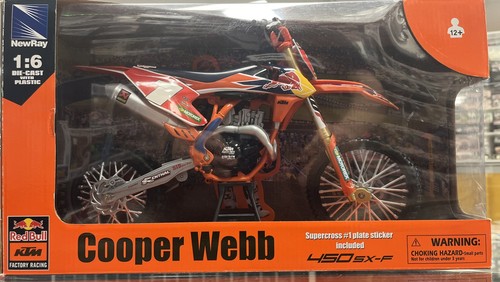 New-Ray 1:6 SCALE RED BULL KTM COOPER WEBB Race Dirt Bike Replica Toy ...